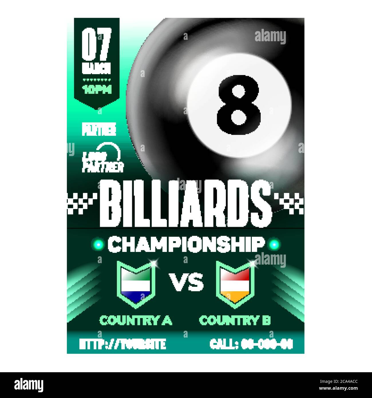 Billiard Professional Sport Event Banner Vector Stock Vector Image ...