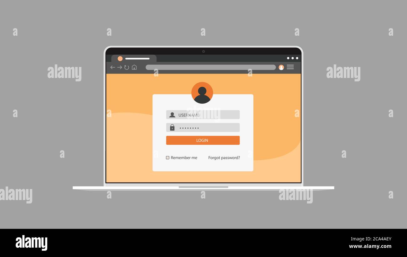 login user interface sign in web element template window on laptop ...