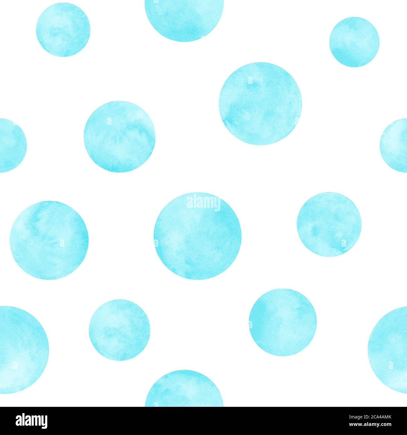 Polka dot blue, teal, turquoise watercolor seamless pattern. Abstract ...