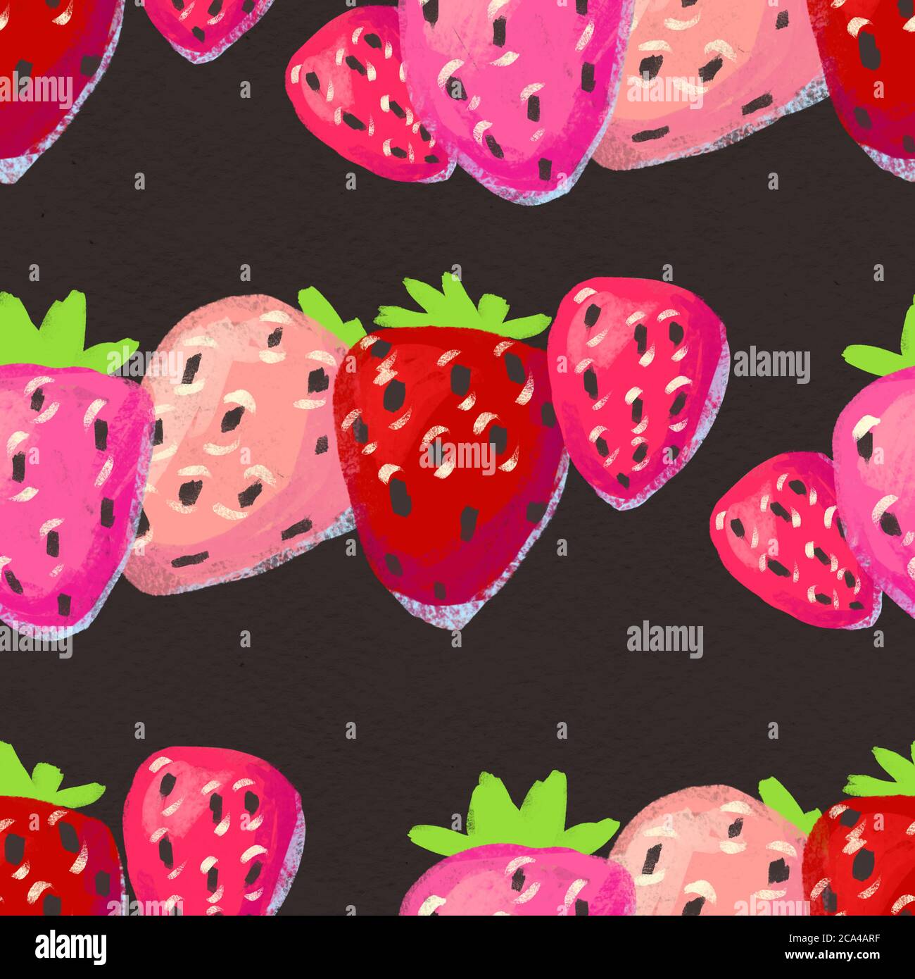 Seamless pattern with ripe strawberry. Hand drawn texture with berries ...