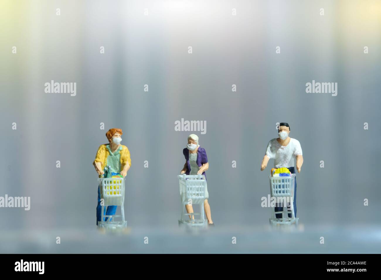 Group of people shopping at supermarket with maintain their physical ...