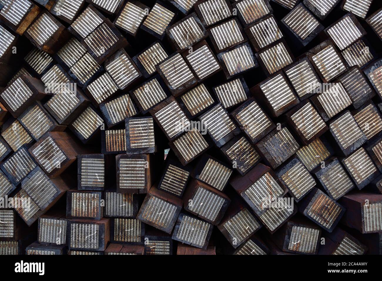 Background railroad cross ties stack Stock Photo - Alamy