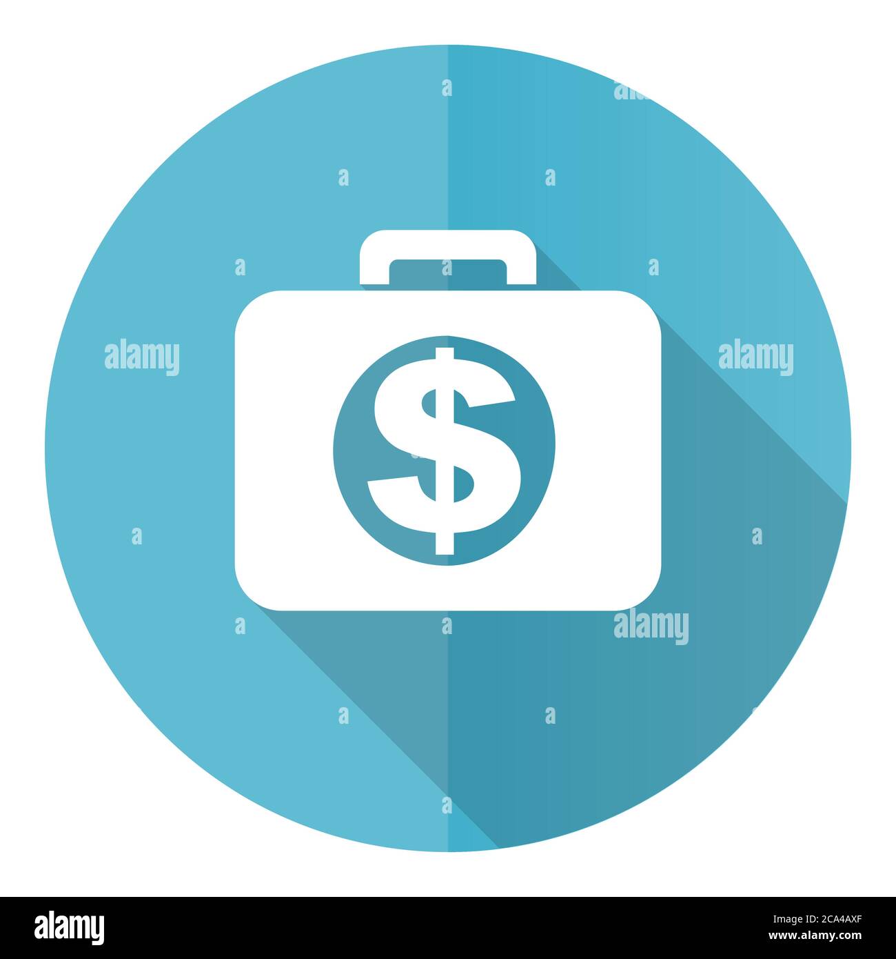 Financial vector icon, flat design blue round web button isolated on ...