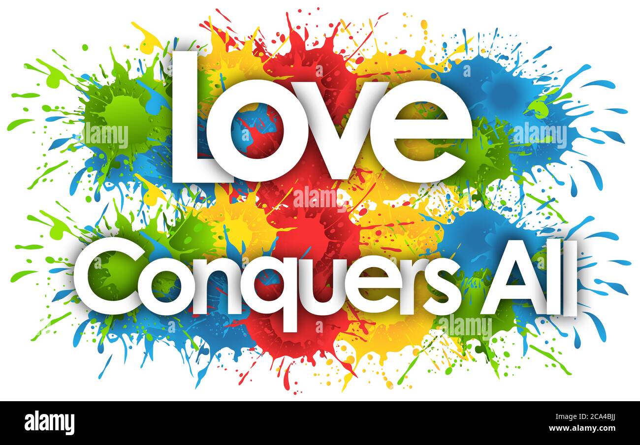 Love Conquers All in splash’s background Stock Photo - Alamy