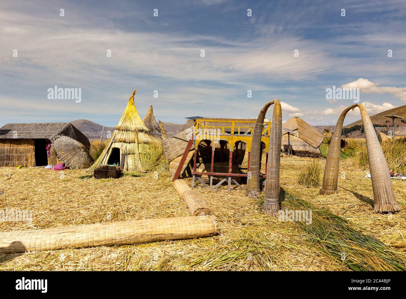 Puno, Peru - september 27, 2018: Uros Floating islands in Titikaka lake ...