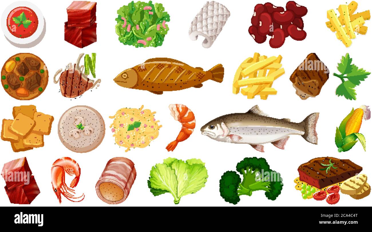 Set of fresh food ingredients illustration Stock Vector Image & Art - Alamy