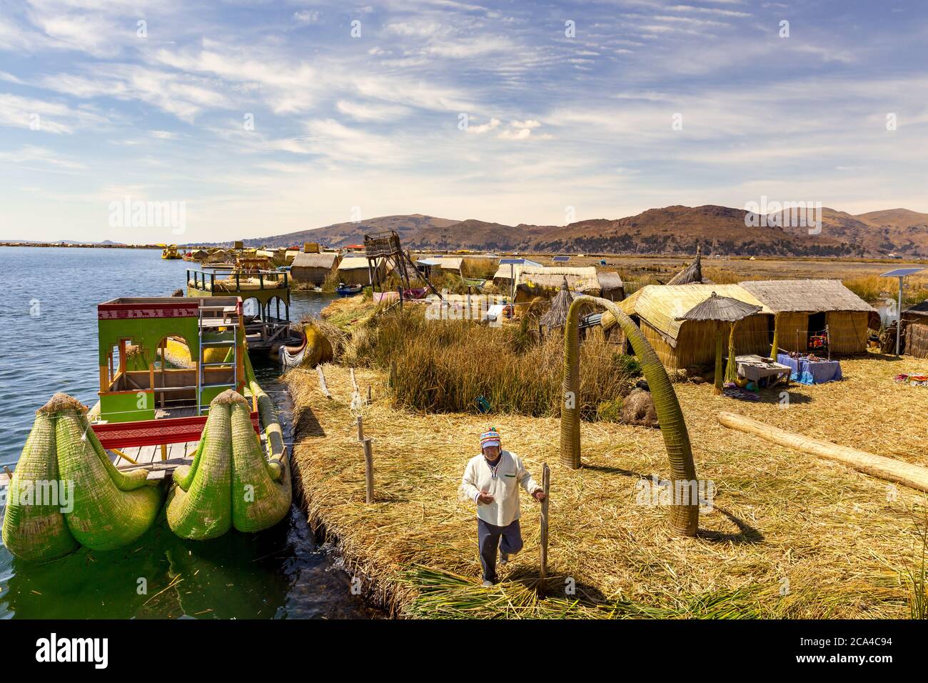 Puno, Peru - september 27, 2018: Uros Floating islands in Titikaka lake ...