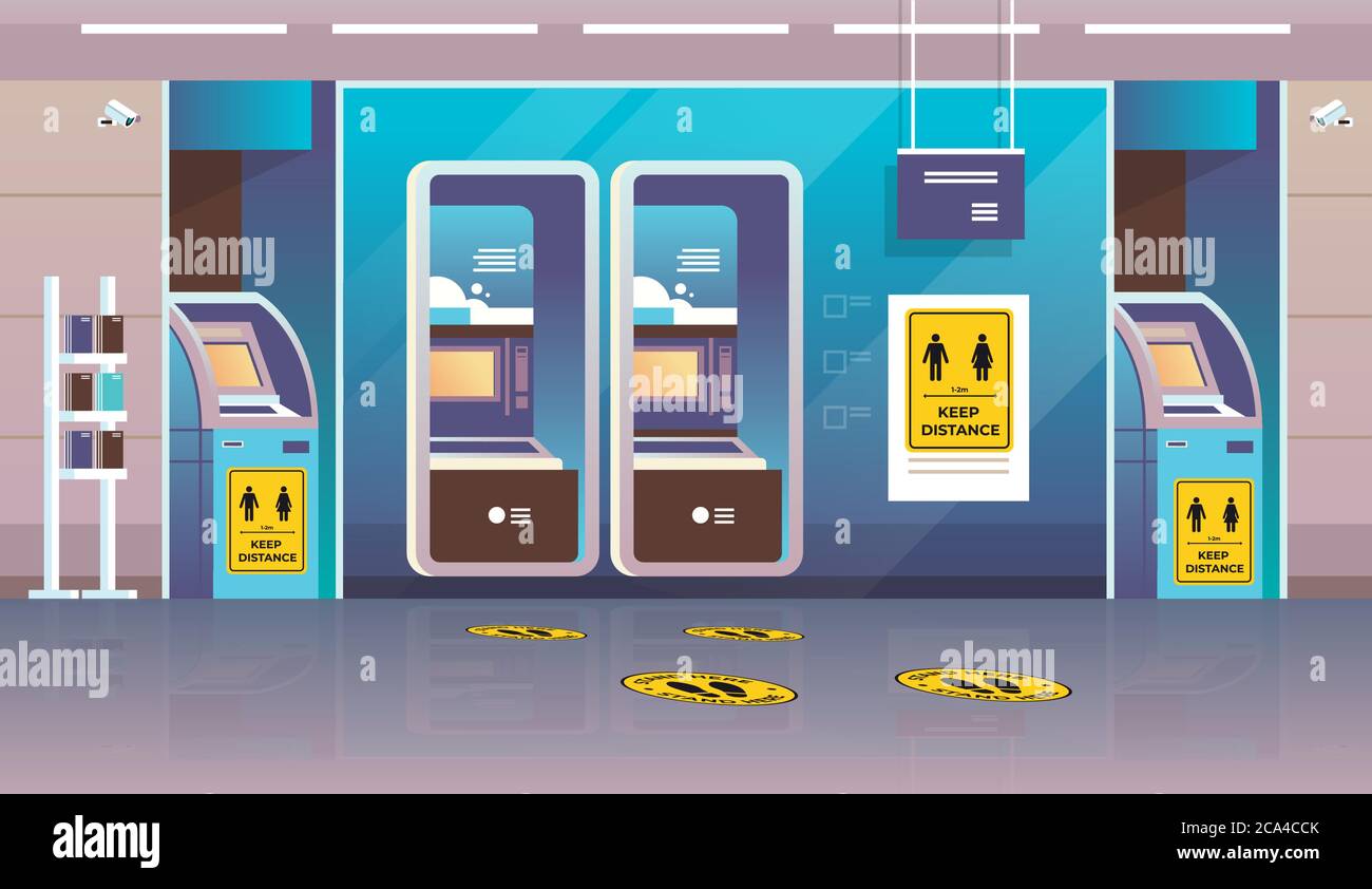 Social distancing signs on floor Stock Vector Images - Alamy