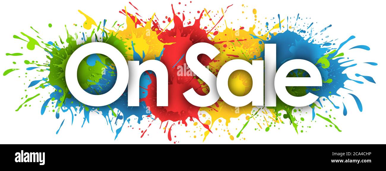 On Sale in splash’s background Stock Photo - Alamy