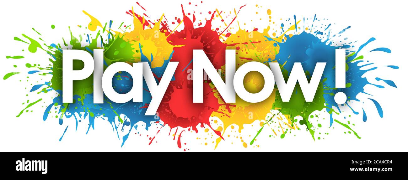 Play Now in splash’s background Stock Photo - Alamy