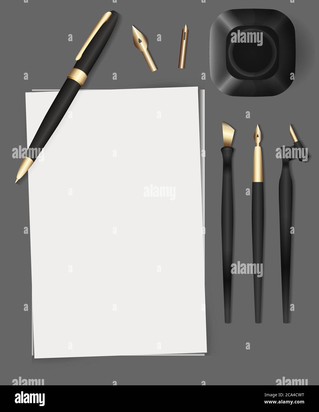 Set of stationery on a gray background. Vector elements separately from ...