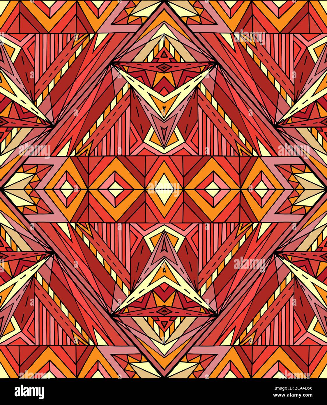 Abstract ethnic pattern in red tones. Vector background for your ...