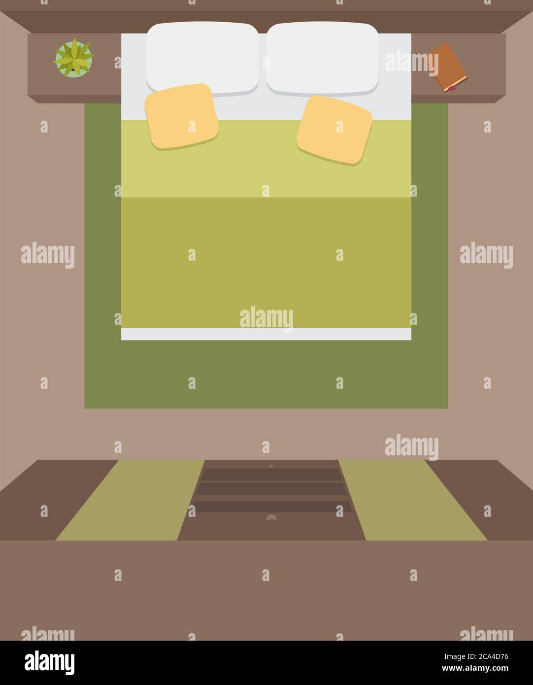 Flat illustration bedrooms with furniture and a view from above Stock ...