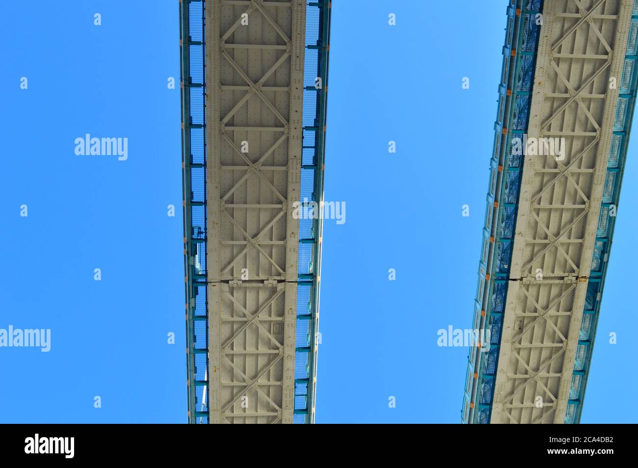 Image of two metal bridges in parallel against the blue sky Stock Photo ...