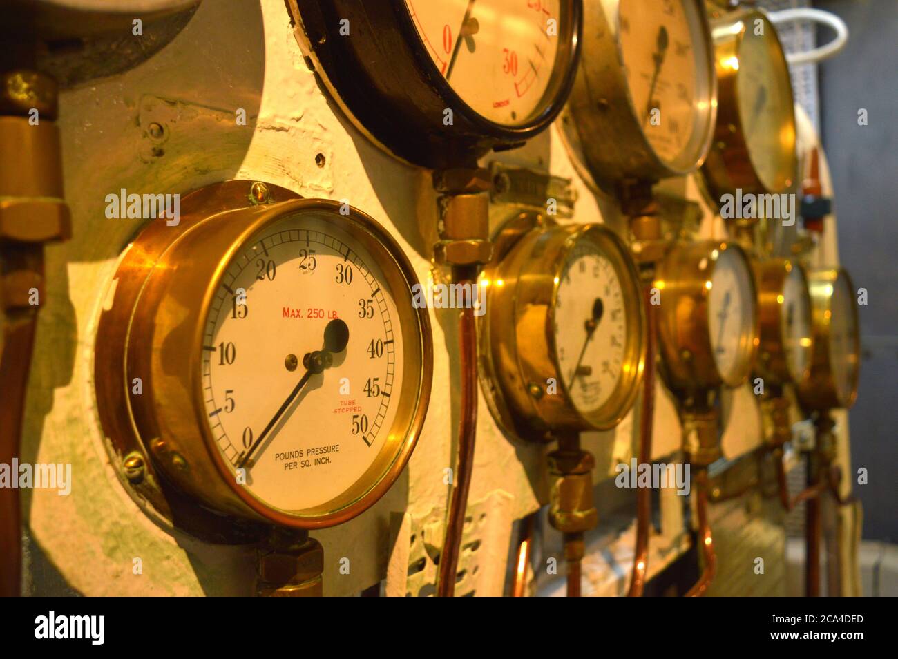 brass meters on a ship Stock Photo - Alamy