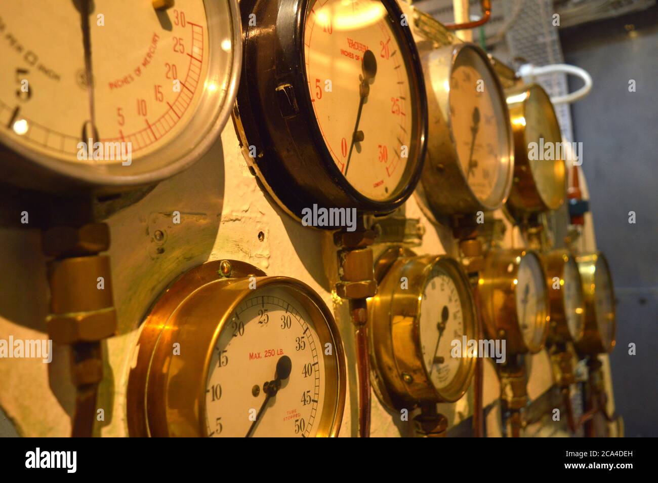 brass meters on a ship Stock Photo - Alamy
