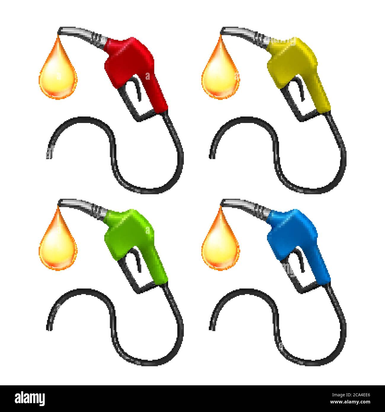 Petrol Hose Pump With Fuel Liquid Drop Set Vector Stock Vector Image ...