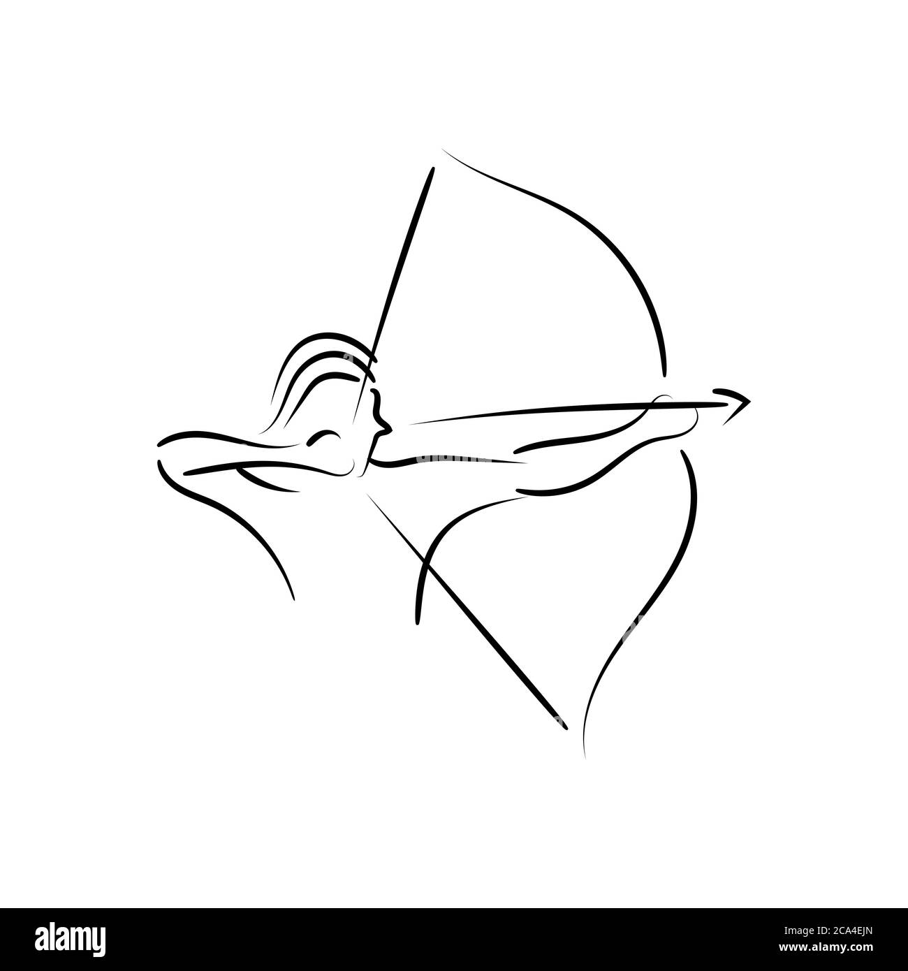 Abstract outline of warrior archer silhouette design image vector ...