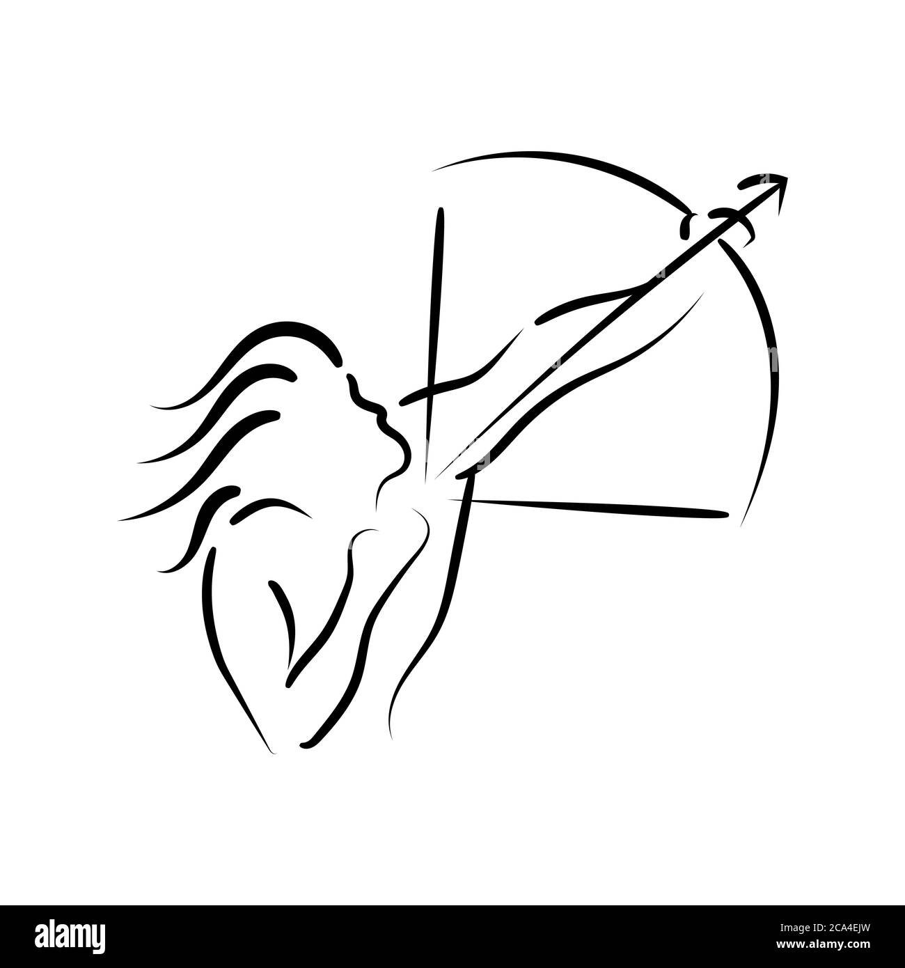 Abstract outline of warrior archer silhouette design image vector ...