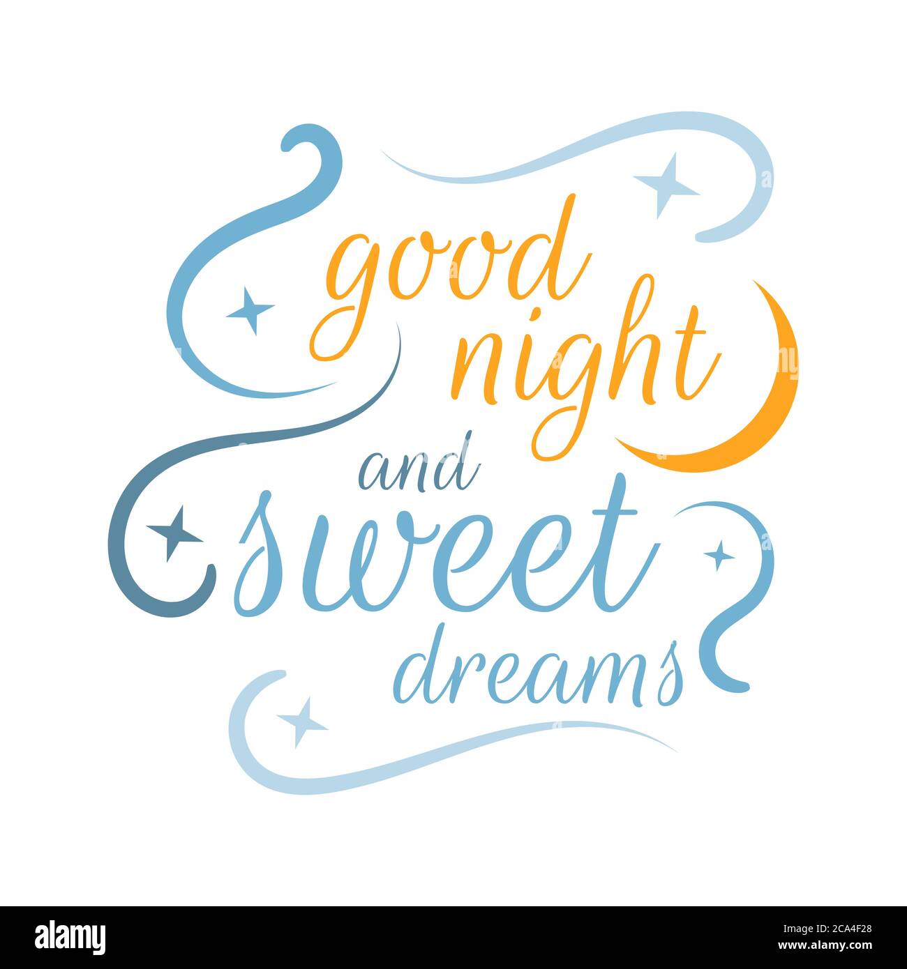 calligraphy good night and sweet dreams lettering vector isolated on ...