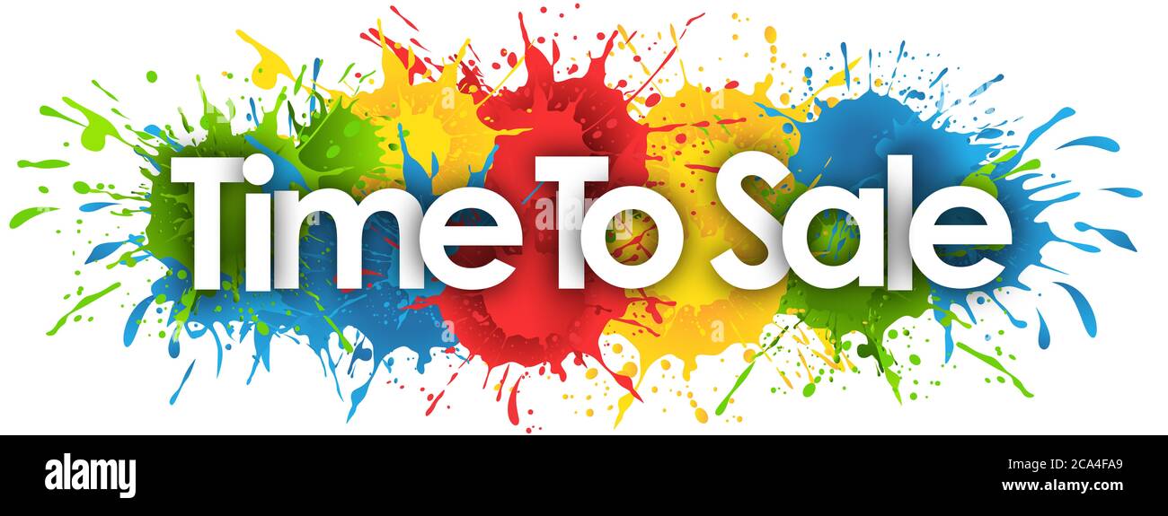 Time To Sale in splash’s background Stock Photo - Alamy