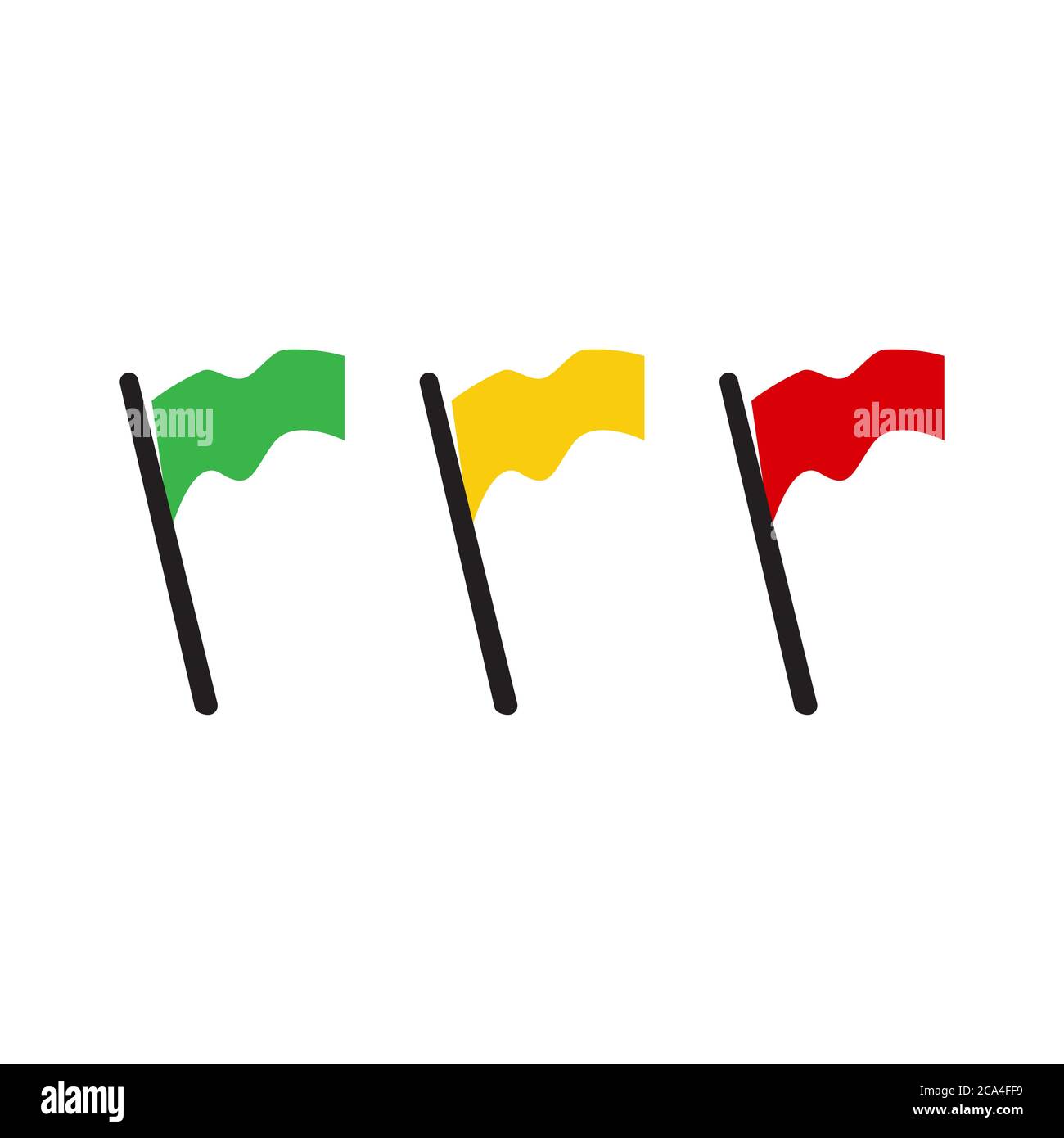 Yellow Green Red Flag Vector Icon In Flat Design Style Stock Vector