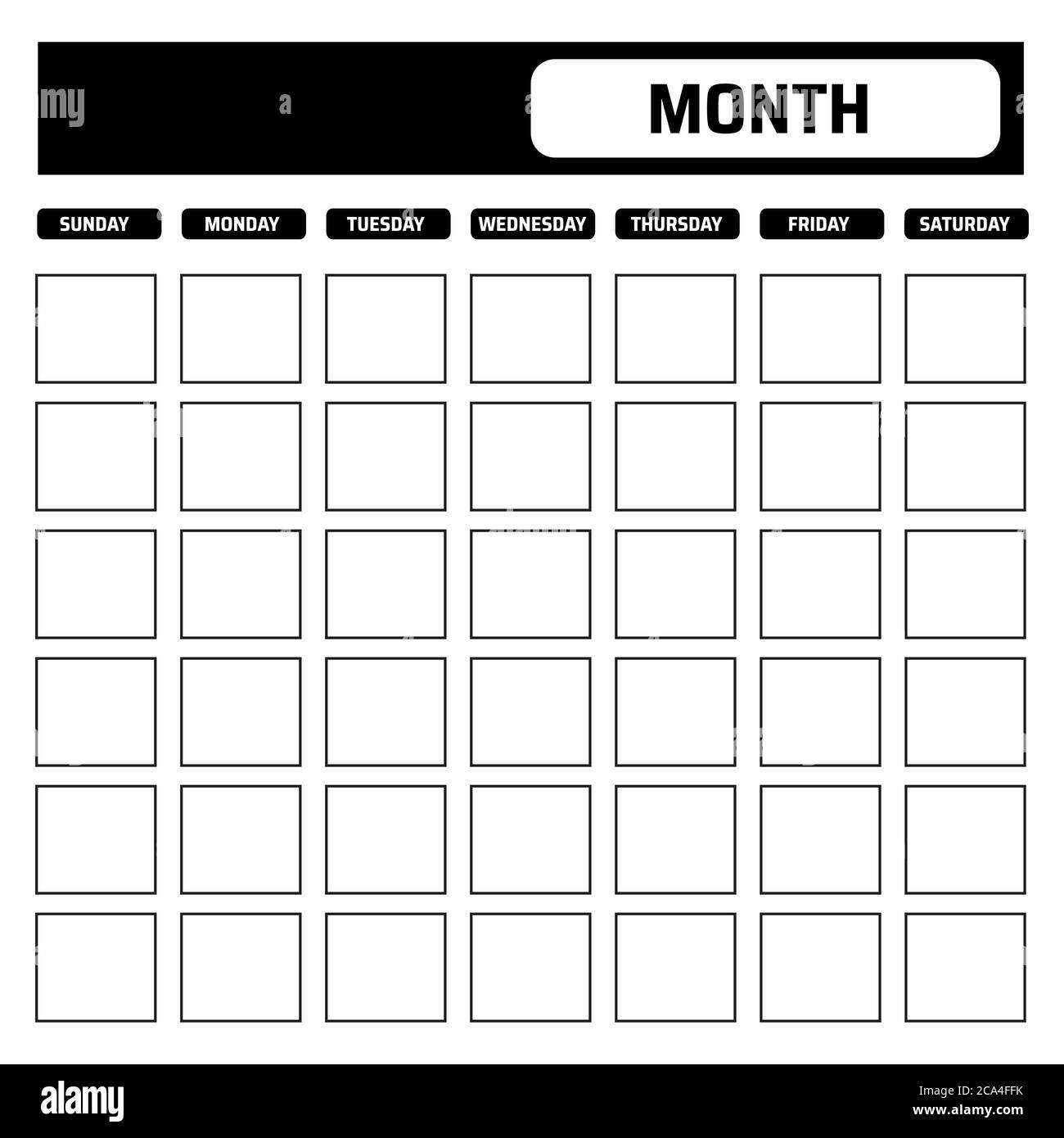 black and white blank calendar template with place for dates and month ...
