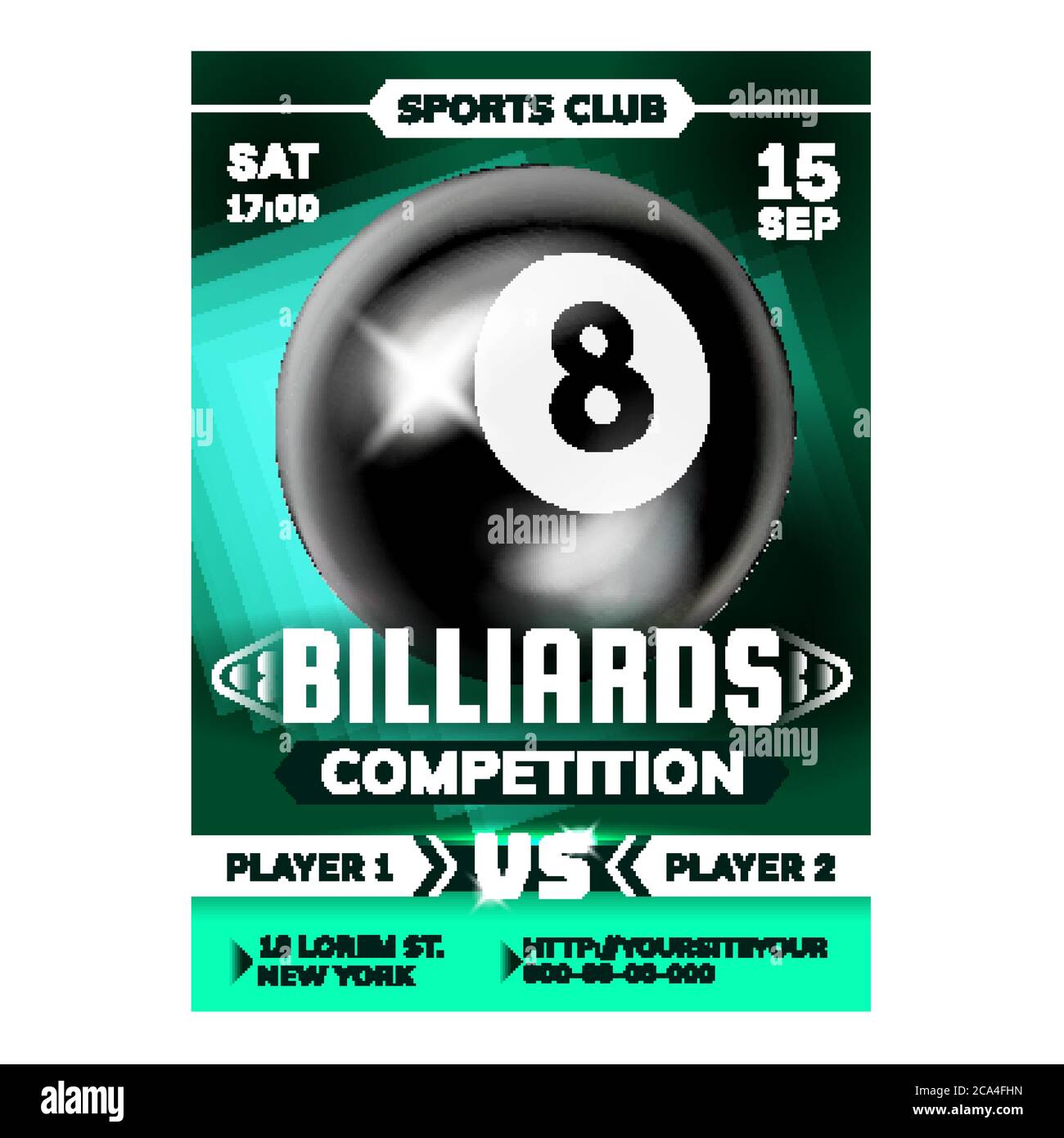 Billiard Sport Game In Bar Advertise Poster Vector Stock Vector Image ...