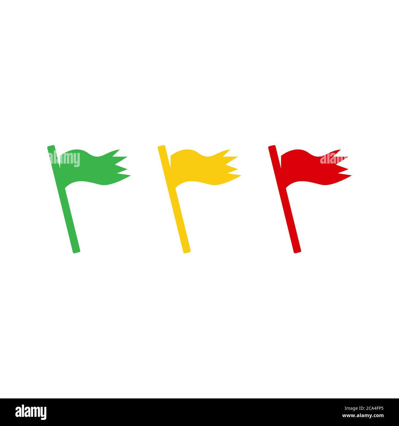 Yellow Green Red Flag Vector Icon In Flat Design Style Stock Vector