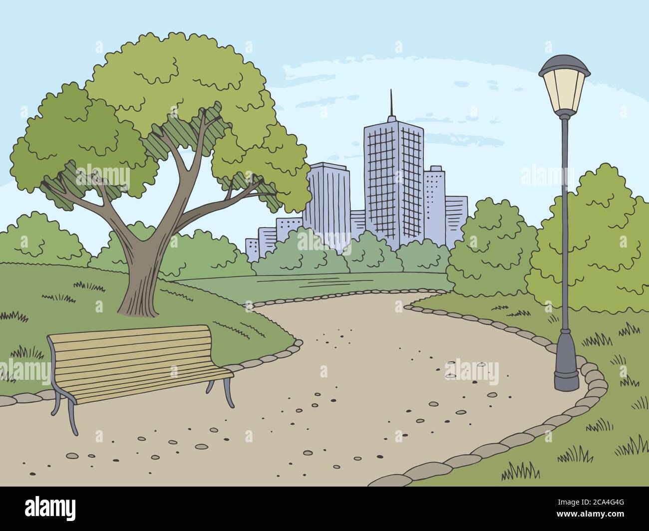 Park Cartoon Drawing Easy With Colour