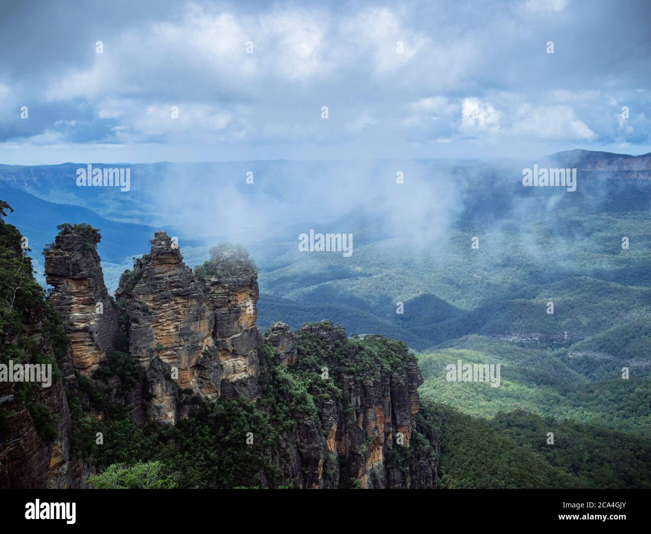 Popular tourist destination in the Blue Mountains, the Three Sisters ...