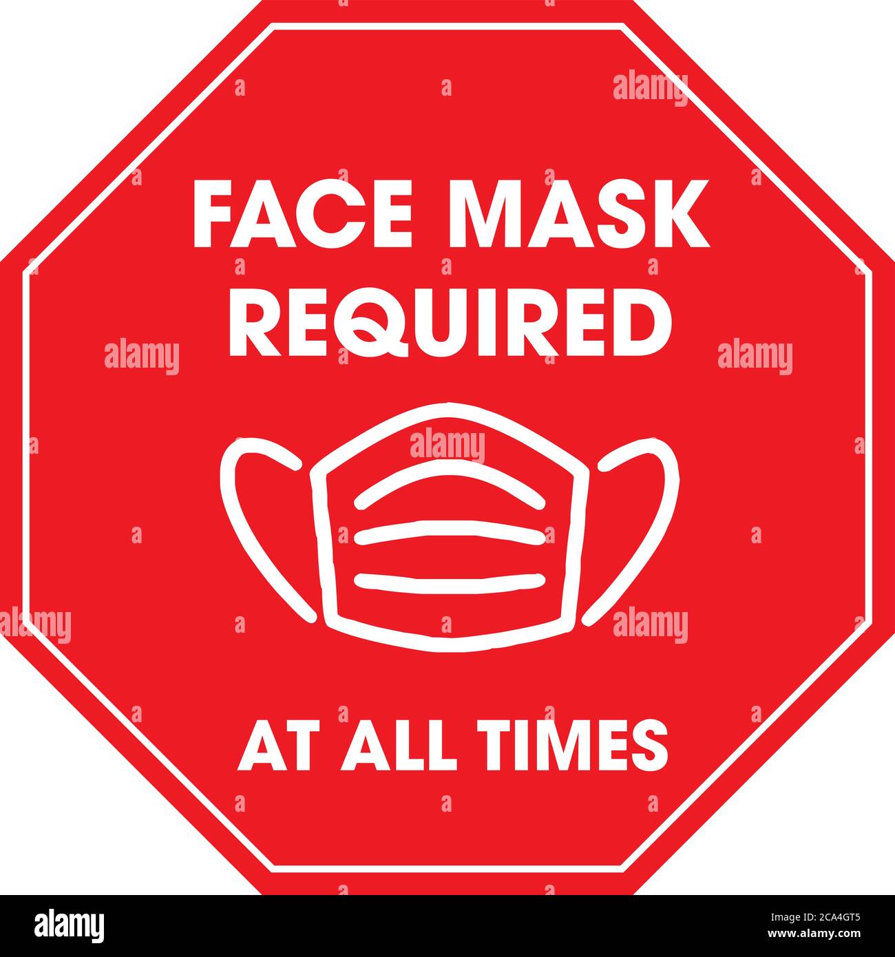 Face mask required at all times cautionary sign with face mask icon ...