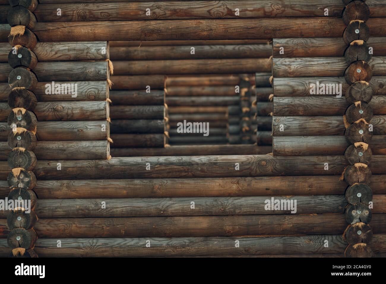 Log house wall structure wood building home exterior Stock Photo - Alamy