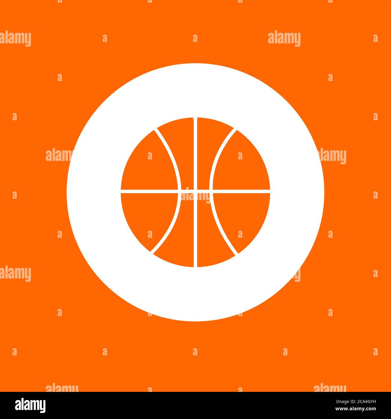 Basketball symbol icon. Ball in white circle on a orange background ...
