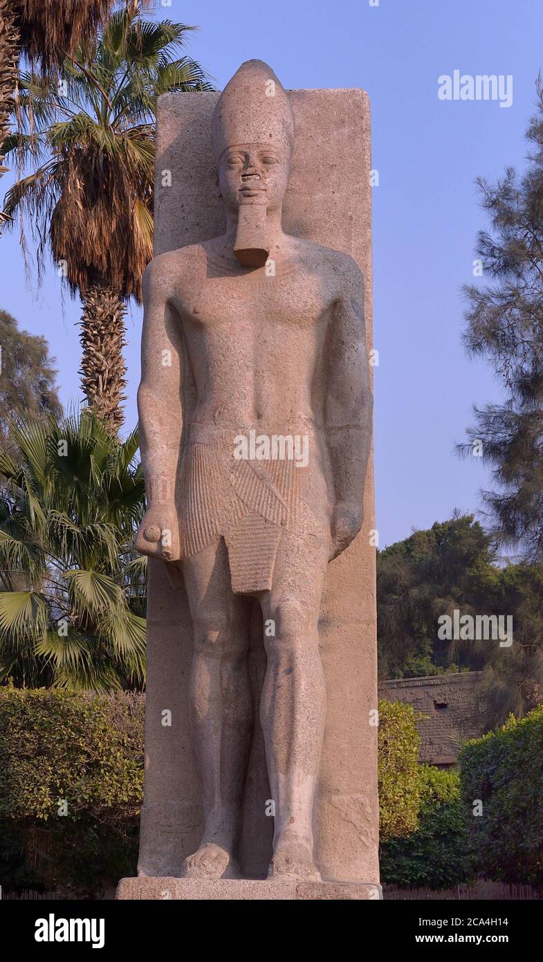 STATUE OF THE PHARAOH RAMSES IN MEMPHIS. ANCIENT EGYPTIAN ART Stock ...