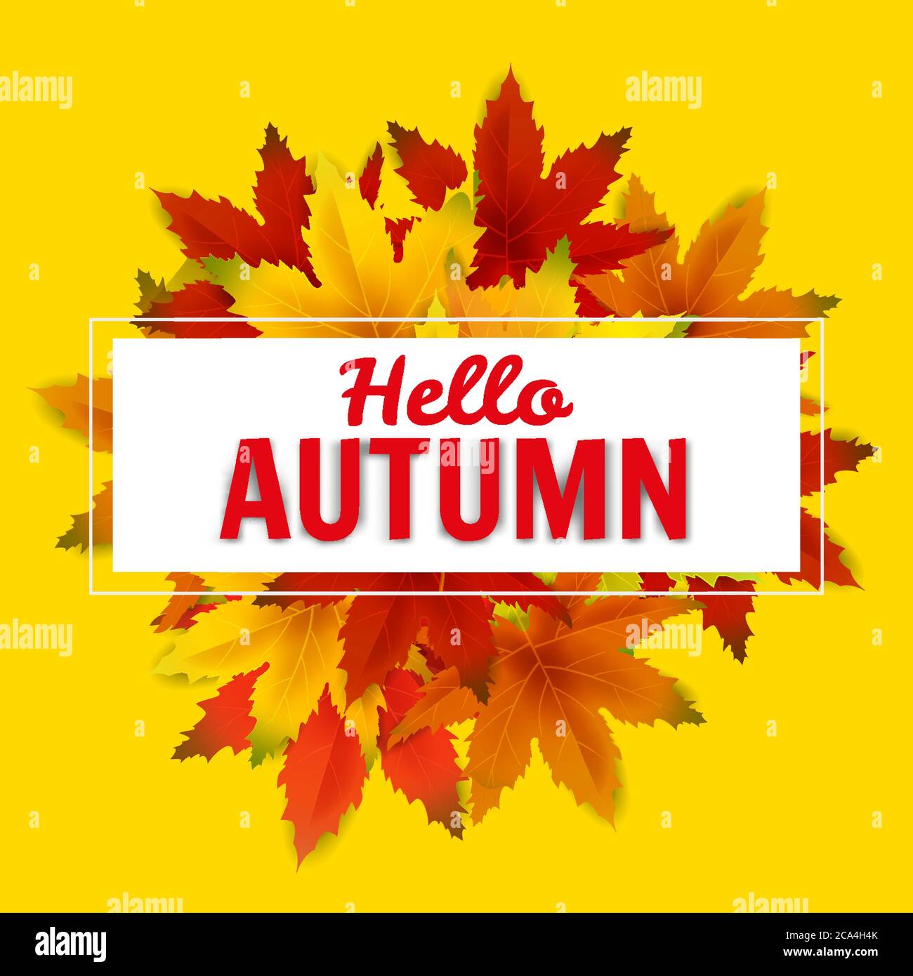 Hello Autumn Sale Background Template, with falling bunch of leaves ...