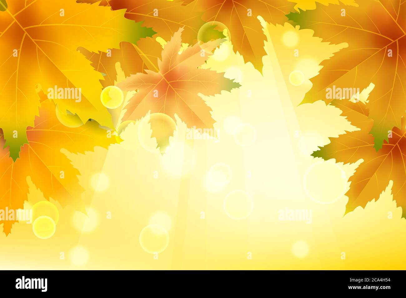 Banner autumn falling leaves template background. Yellow and brown ...