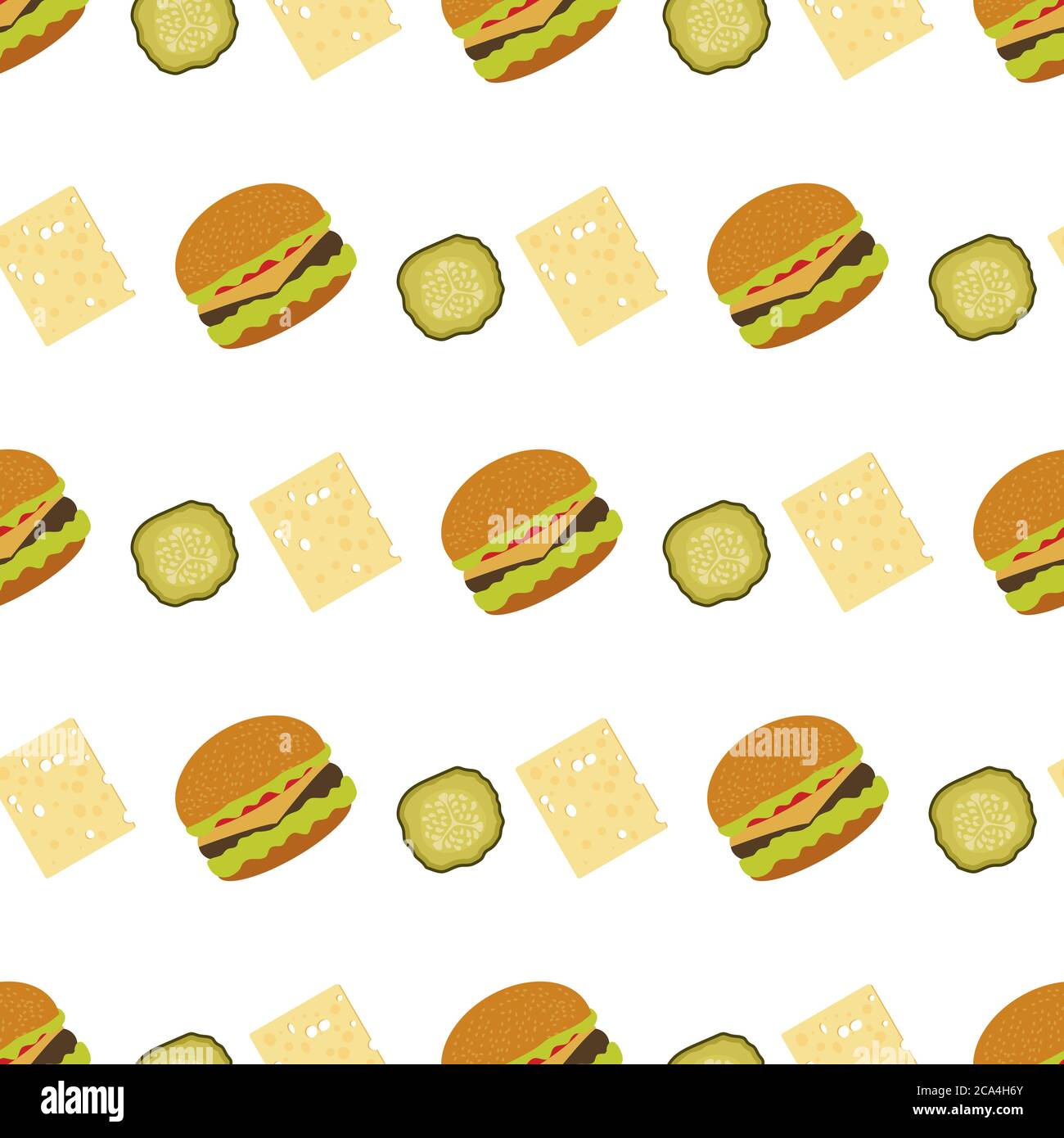 Vector seamless pattern Illustration burger. Street lunch American ...