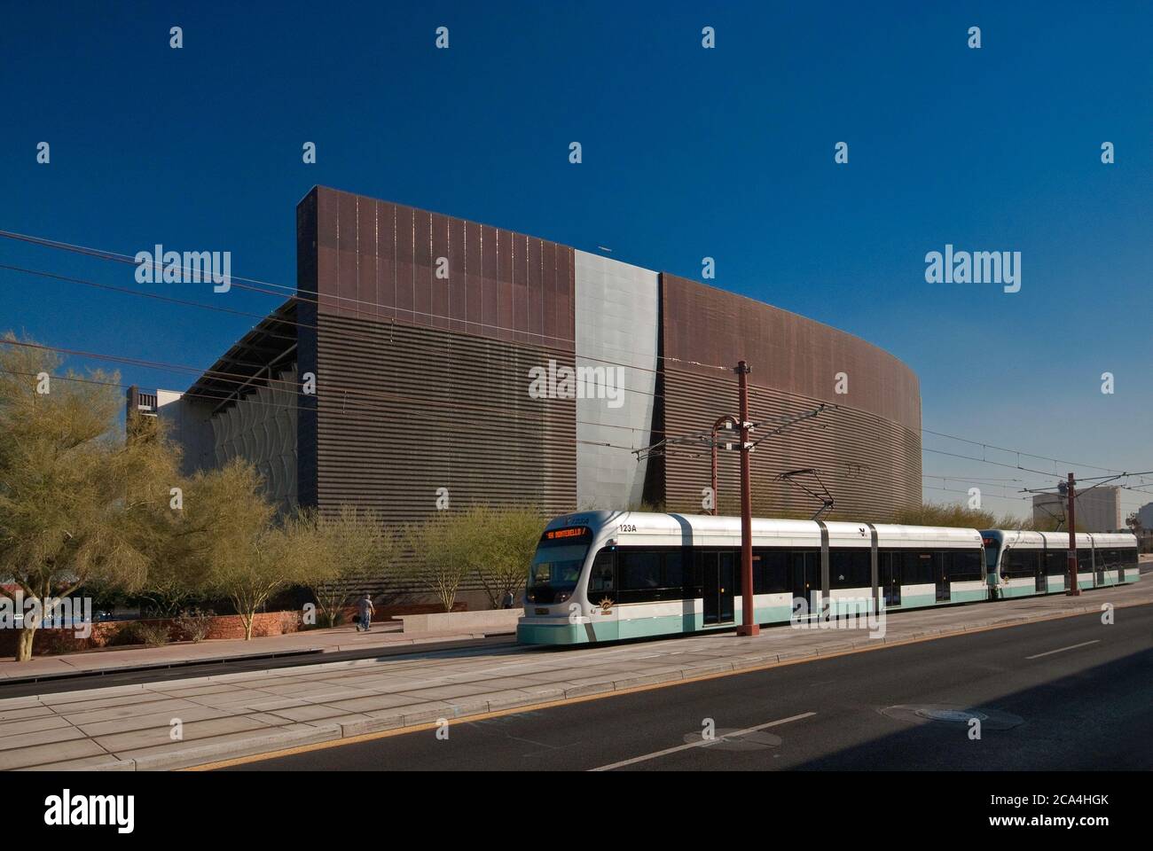 Phoenix Metro Light Rail train at Main Library on Central Avenue in ...