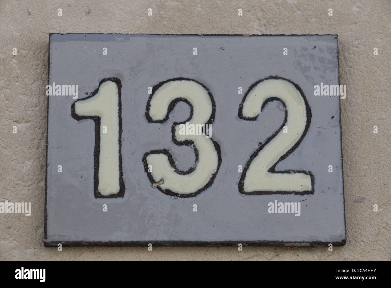 House number 132 sign hi-res stock photography and images - Alamy