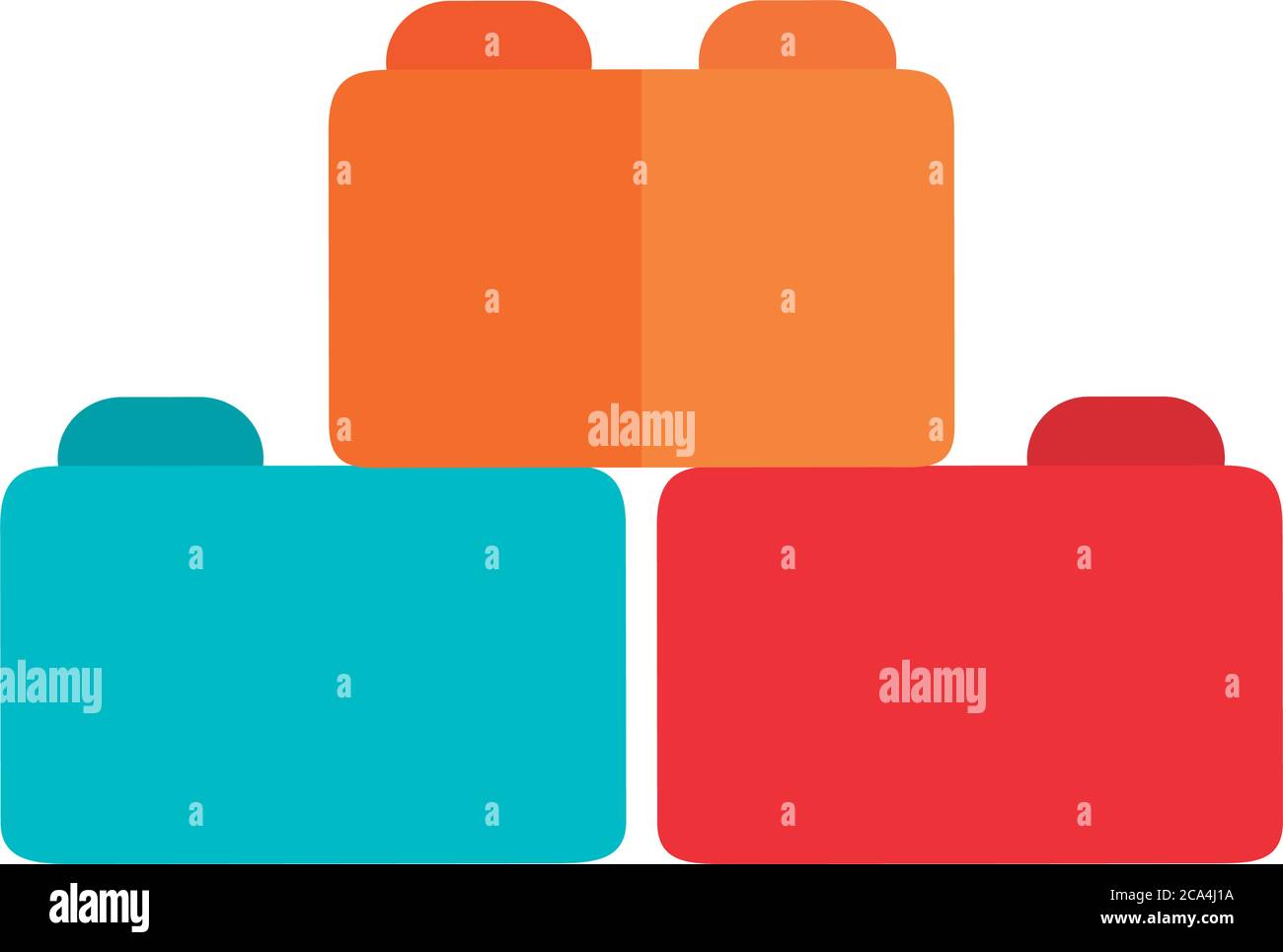 cartoon blocks toy object for small children to play, flat style icon ...