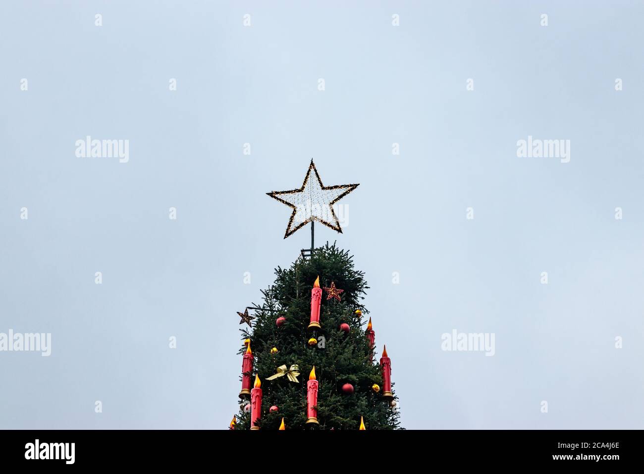 View of the star atop the Christmas tree at the Christmas Market ...