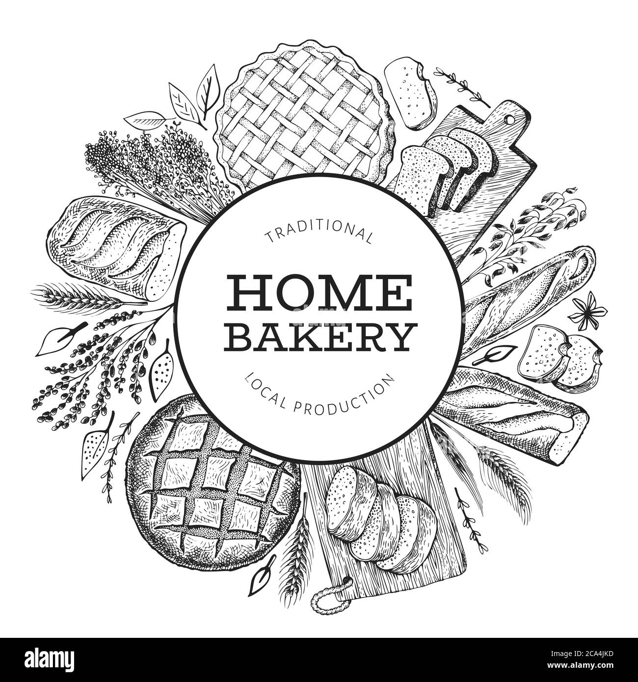 Bread and pastry banner. Vector bakery hand drawn illustration. Vintage ...