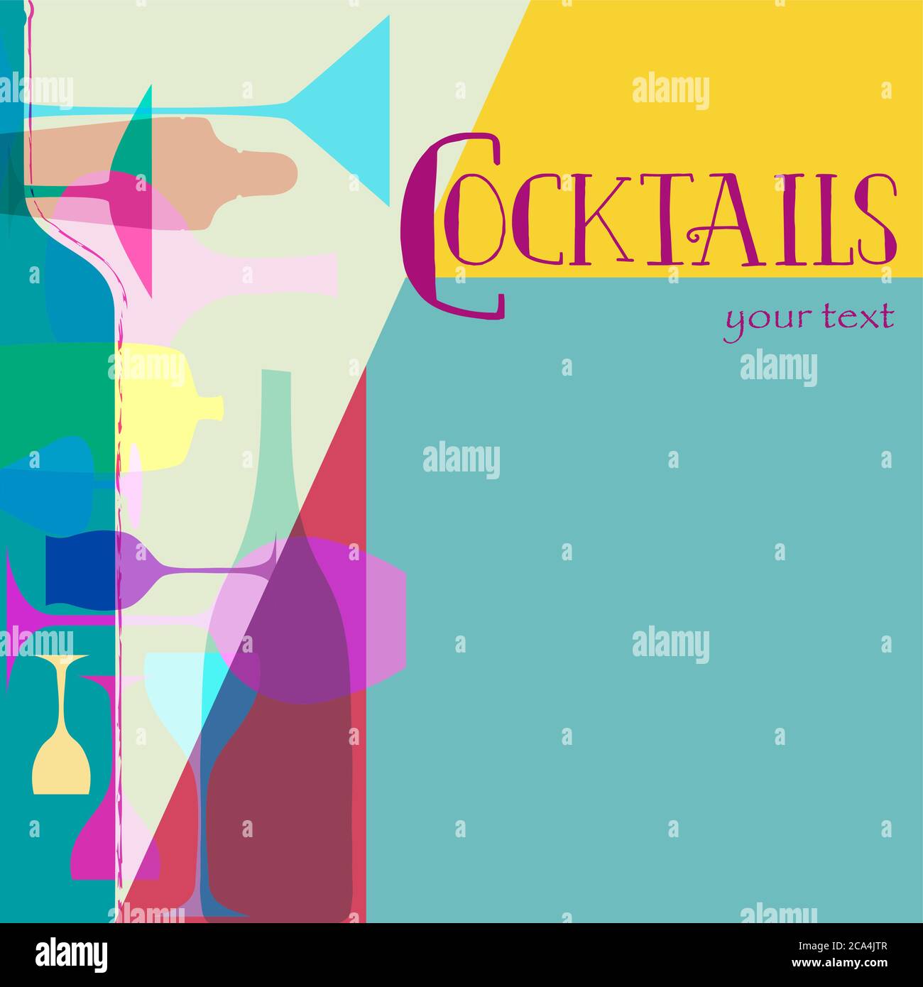cocktail card design template, free copy space, retro style Stock ...