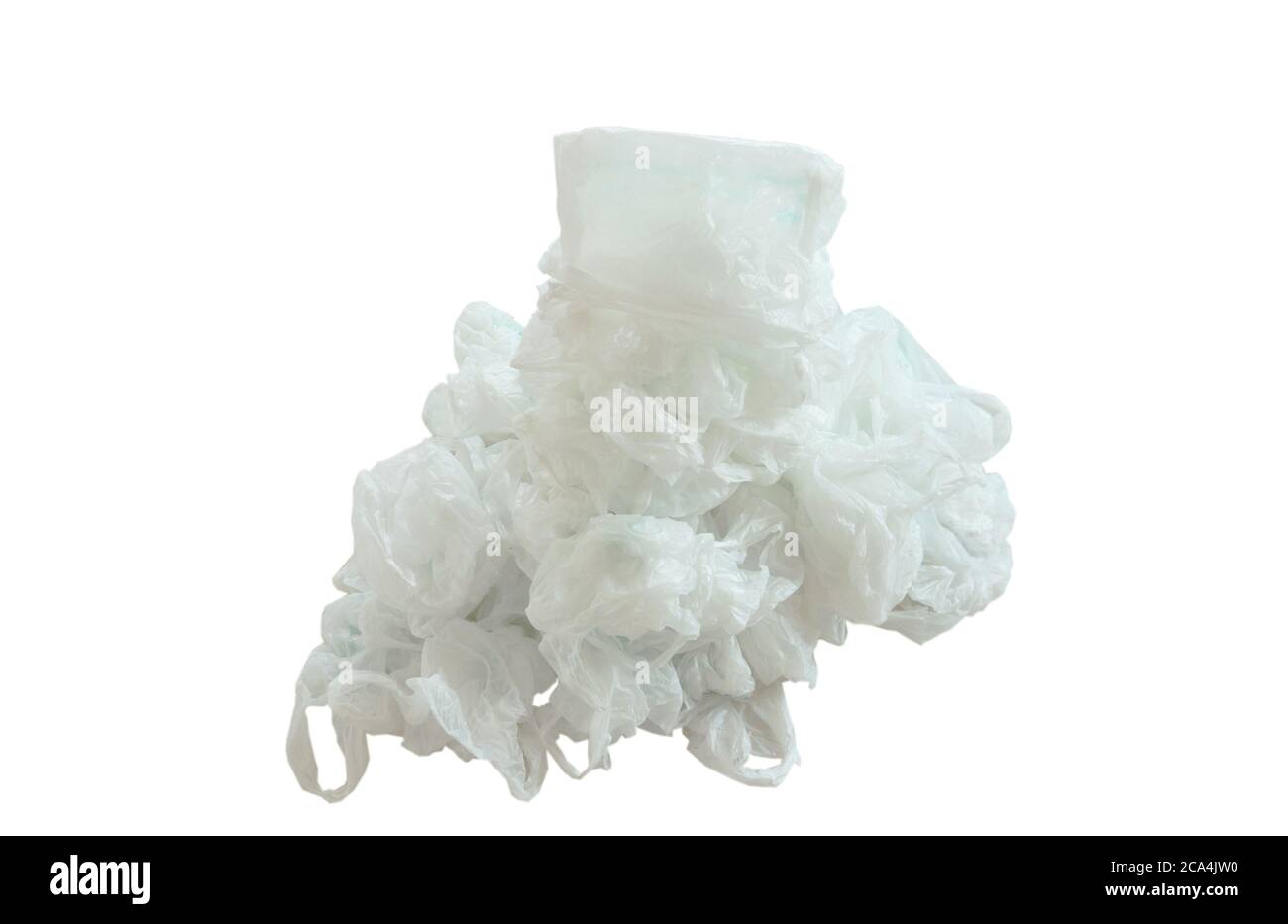 White plastic bag packing stacking on white background Stock Photo - Alamy