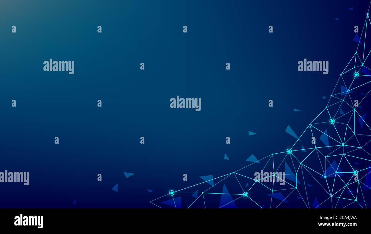 Abstract polygonal dark network connection dots and lines. Technology ...