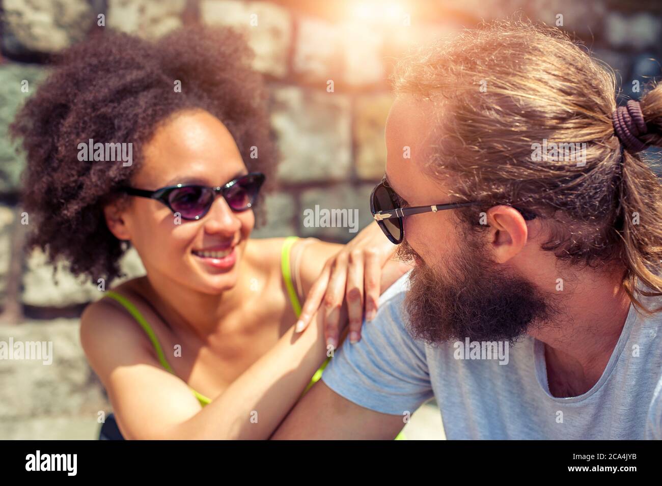 Close up of romantic couple in love sharing a special moment Stock ...