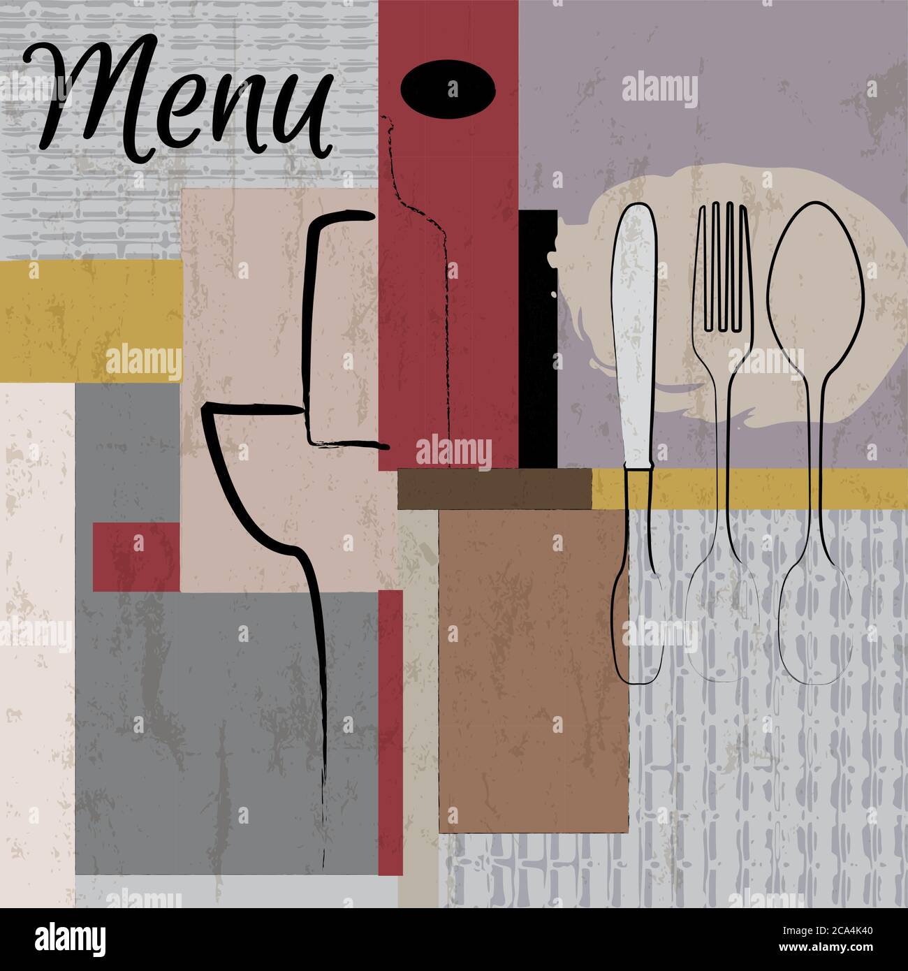 restaurant menu design template, with strokes and splashes, grungy ...
