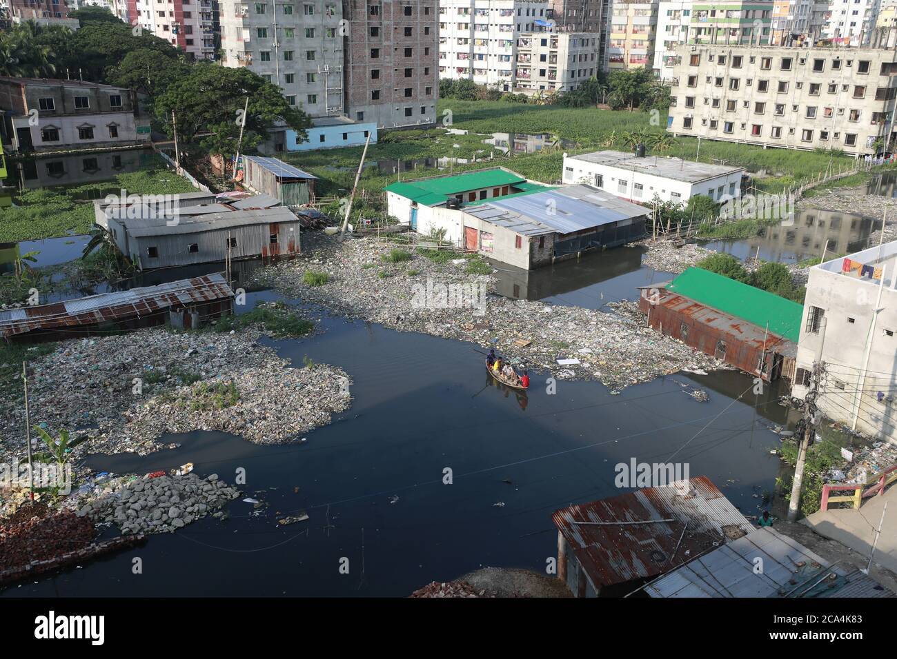 Dhaka, Bangladesh - August 03, 2020: Boats have become the only means ...