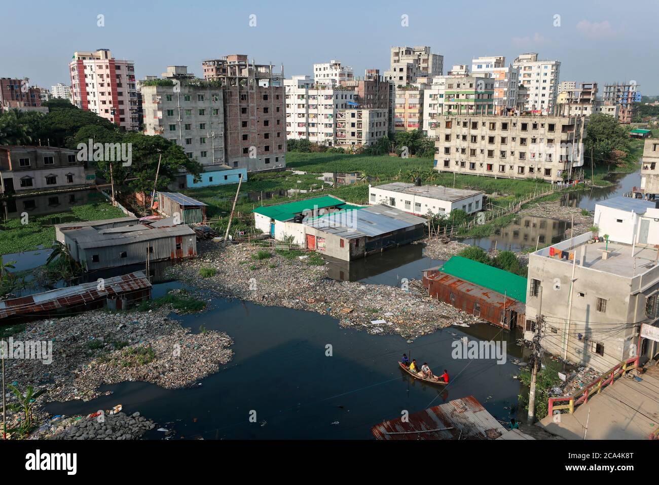 Dhaka, Bangladesh - August 03, 2020: Boats have become the only means ...
